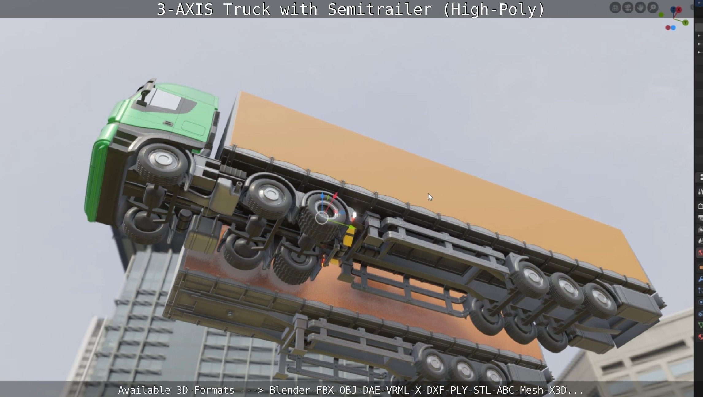 3-AXIS Truck with Semitrailer High-Poly Version 3D model | CGTrader