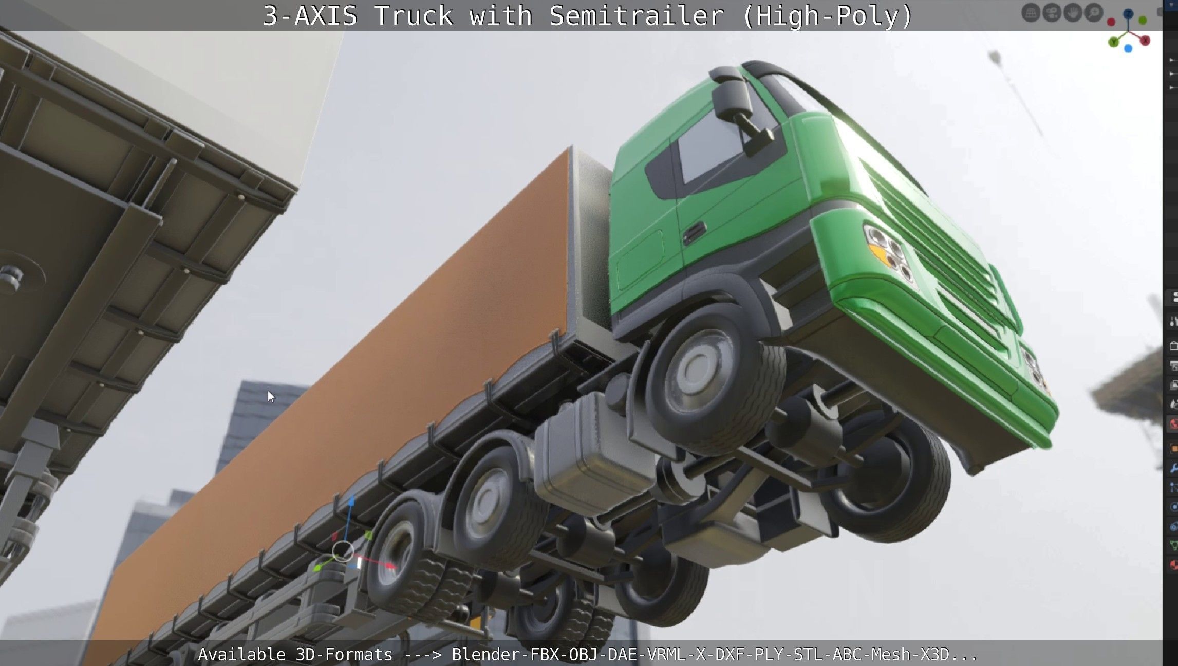 3-AXIS Truck with Semitrailer High-Poly Version 3D model | CGTrader