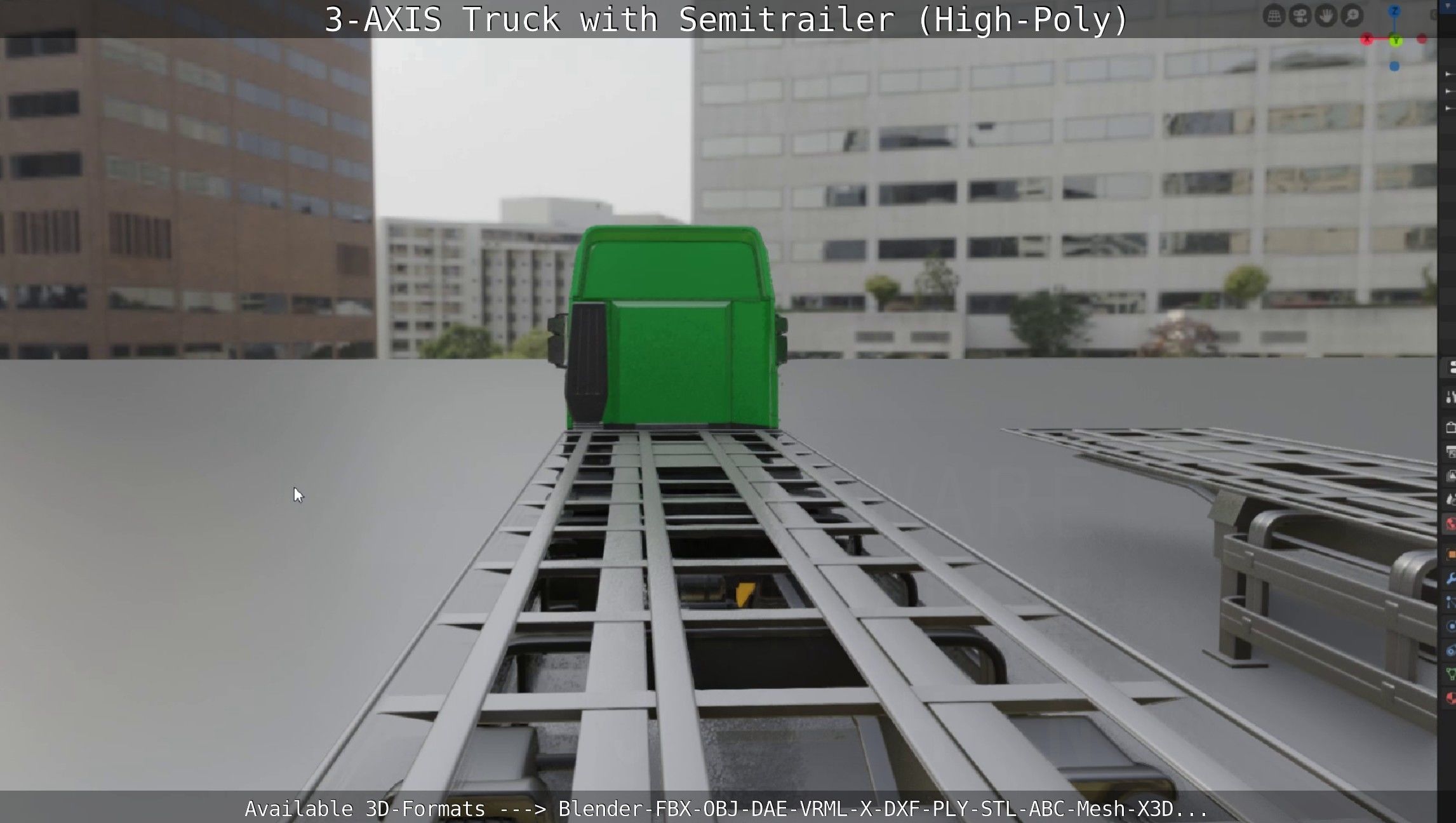 3-AXIS Truck with Semitrailer High-Poly Version 3D model | CGTrader