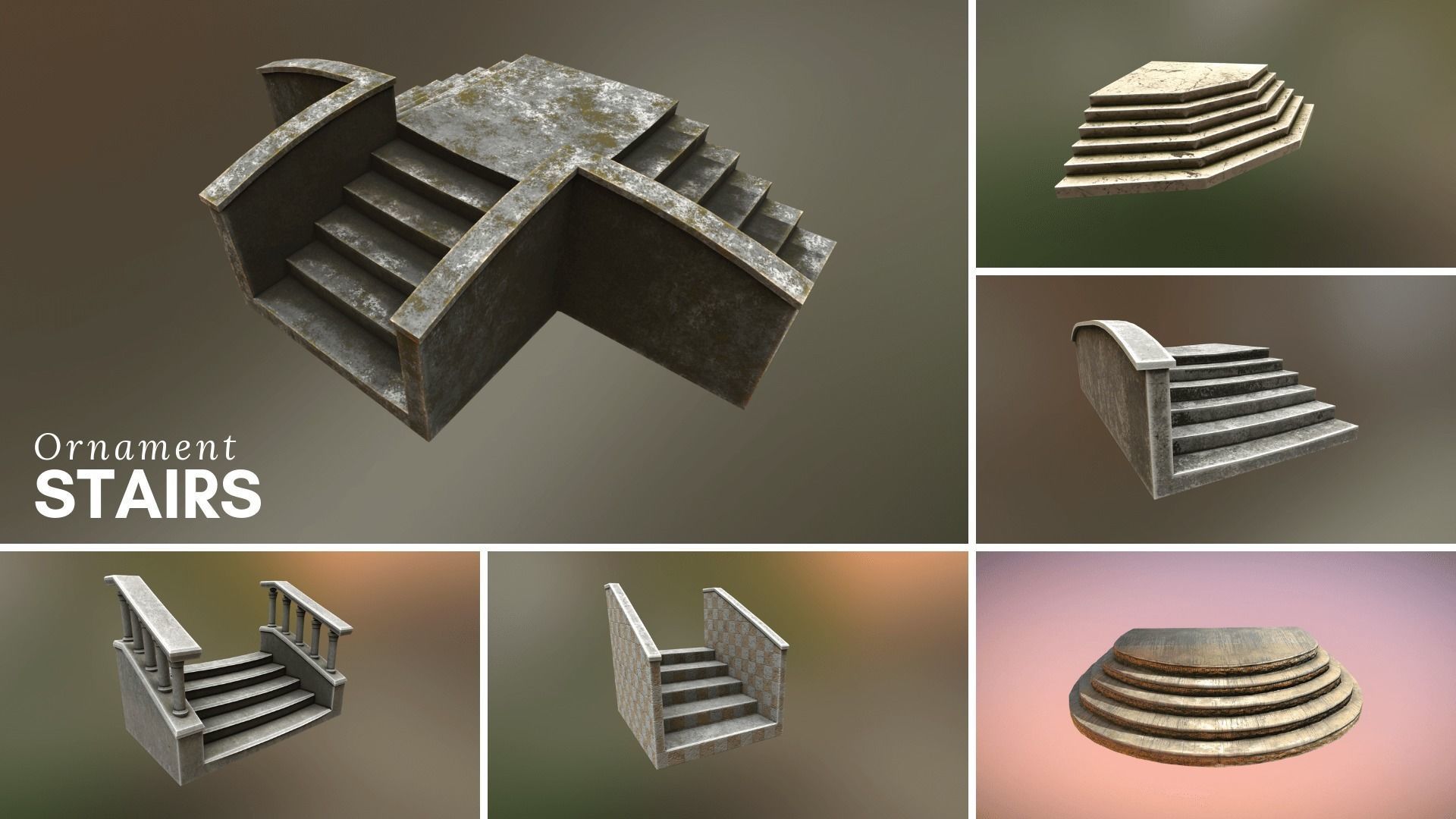3D model Ornament stairs for UNREAL VR / AR / low-poly | CGTrader