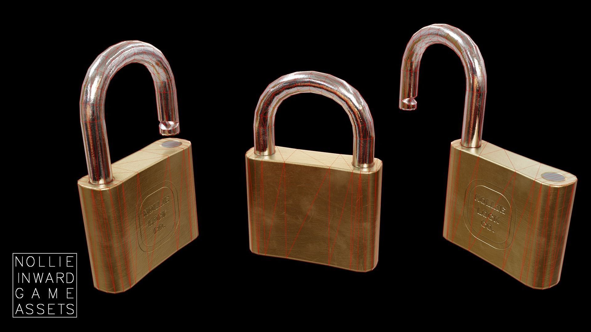 Game-ready Padlock two brass padlocks free VR / AR / low-poly 3D model ...