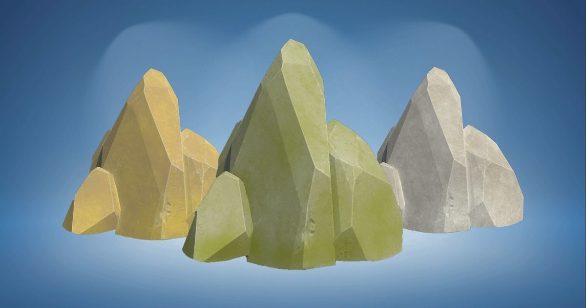 Set of 18 stylized stones in 3 3D model