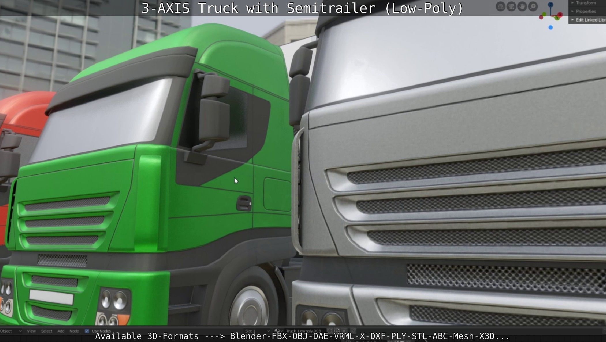 3D model 3-AXIS Truck with Semitrailer Low-Poly Version VR / AR / low ...