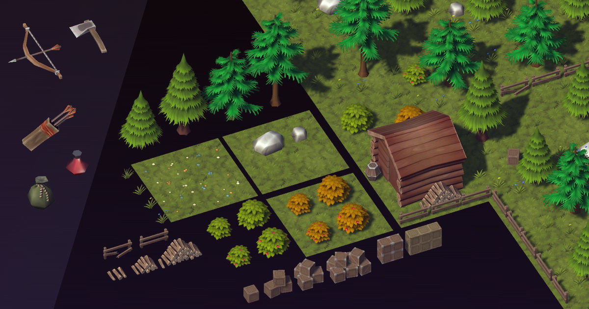 3D model Handpainted Forest Pack v3 VR / AR / low-poly | CGTrader