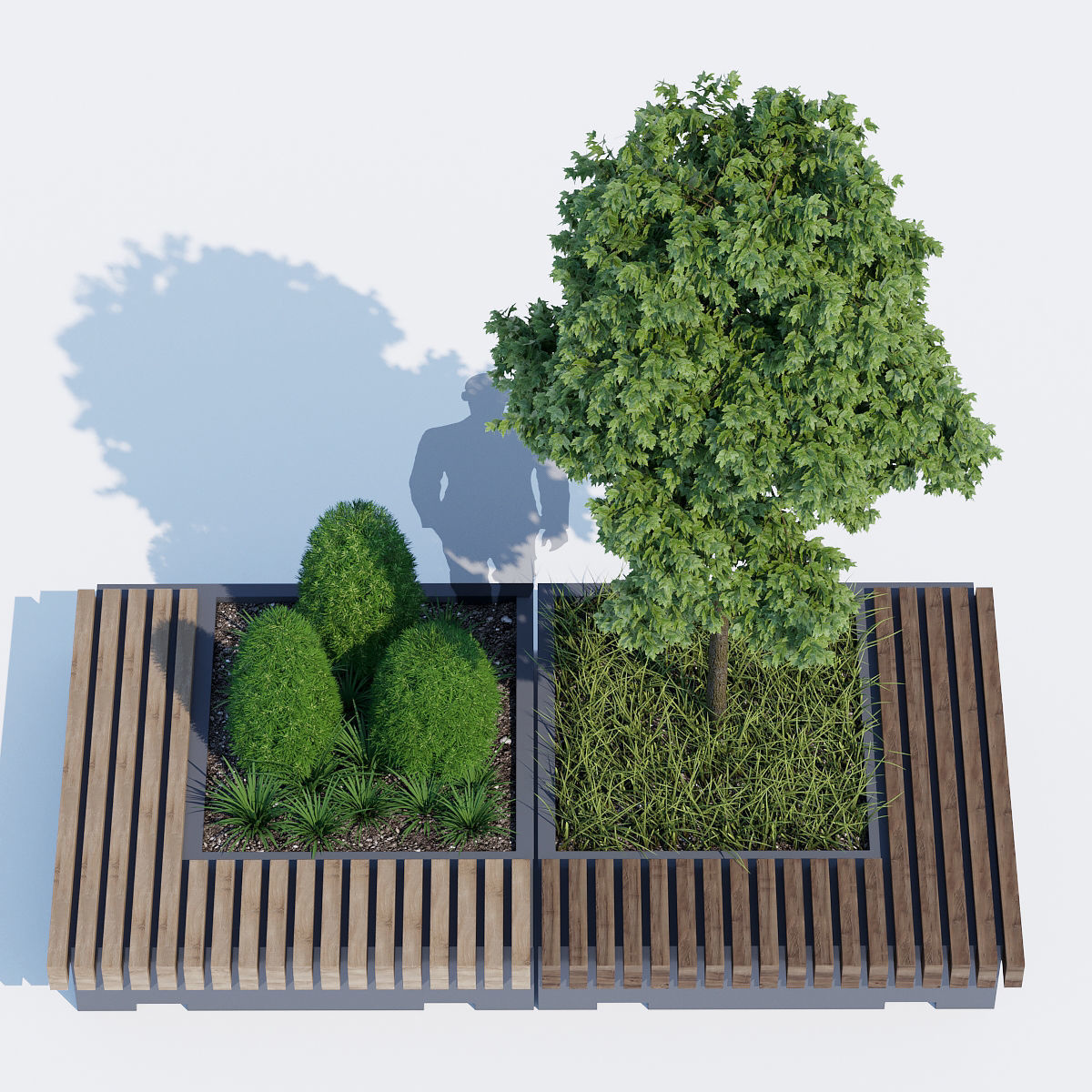 Big green benches tree 3D model | CGTrader