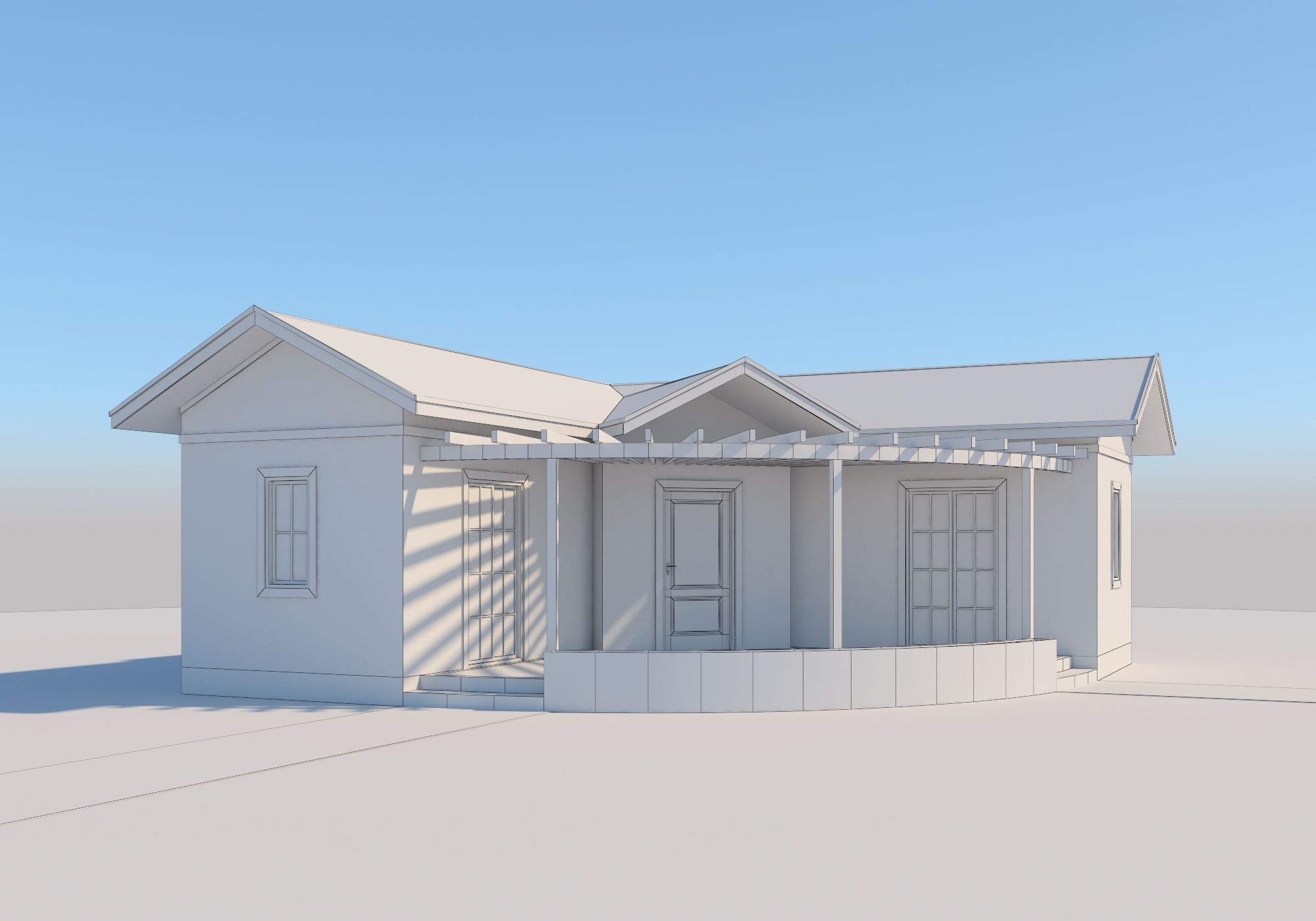 Prefabric House With Pergola 3D model | CGTrader