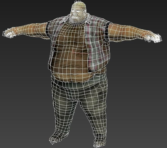 3D model Fat man low poly VR / AR / low-poly rigged animated MAX OBJ ...