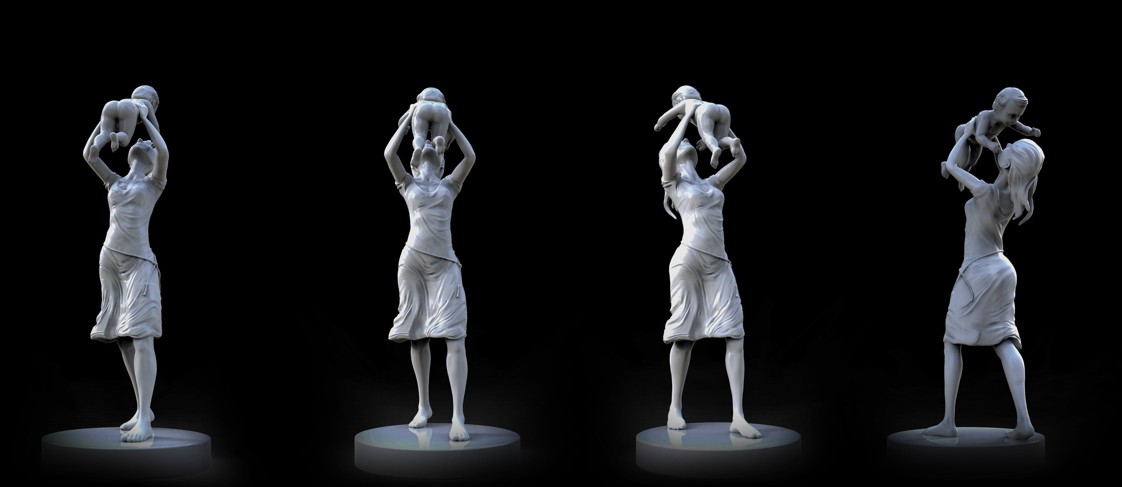 Mother sculpture of woman holding baby 3D model 3D printable | CGTrader