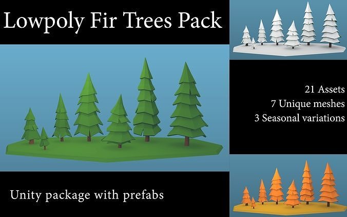 3D model Lowpoly Fir Trees Pack VR / AR / low-poly | CGTrader
