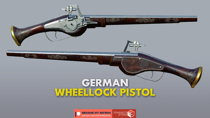 3D model Weapon - Flintlock - German Wheellock Pistol VR / AR / low ...