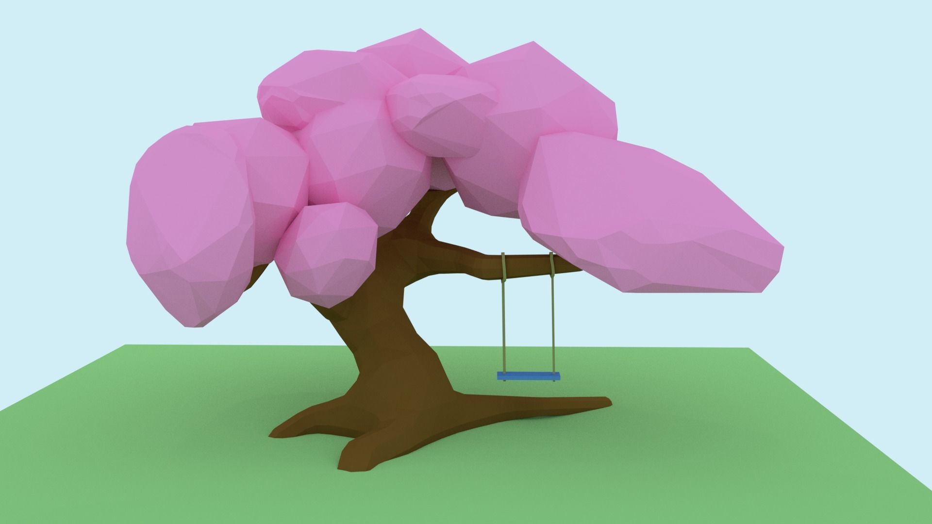 3D model sakura with swing Low Poly VR / AR / low-poly | CGTrader