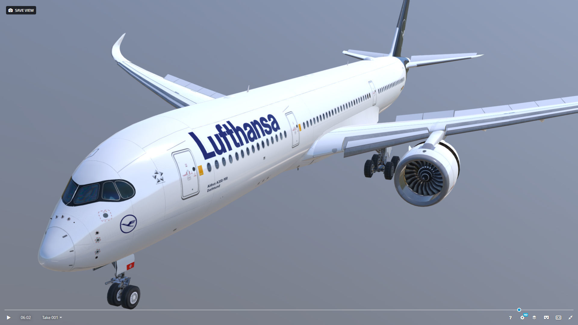 3D model Airbus A350-900 Lufthansa new color livery VR / AR / low-poly ...