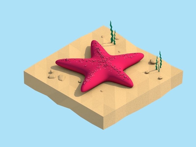 Cartoon Low Poly Starfish Illustration free VR / AR / low-poly 3D model ...