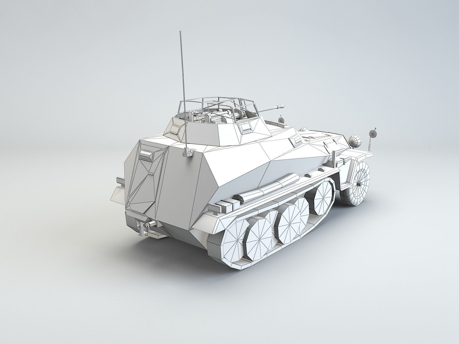 3D model Low Poly SdKfz 250 9 2cm Leichter Schutzenpanzerwagen VR / AR ...