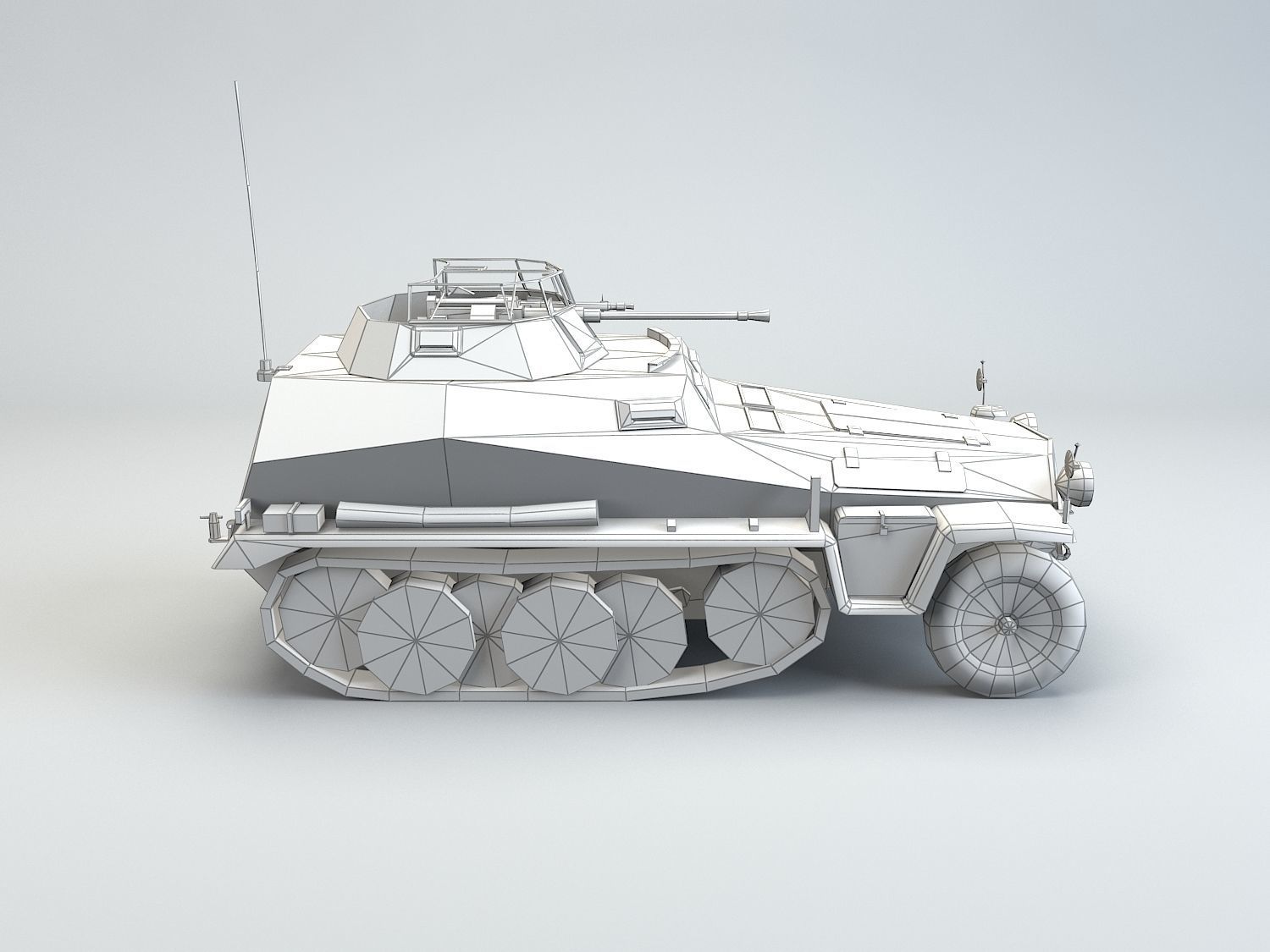 3D model Low Poly SdKfz 250 9 2cm Leichter Schutzenpanzerwagen VR / AR ...