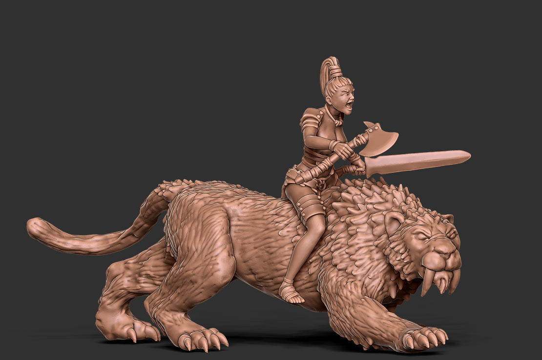 Smilodon rider - 35mm scale 3D model 3D printable | CGTrader
