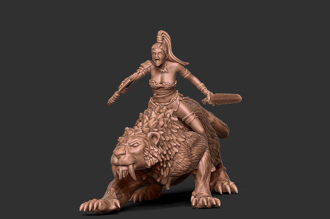 Smilodon rider - 35mm scale 3D model 3D printable | CGTrader