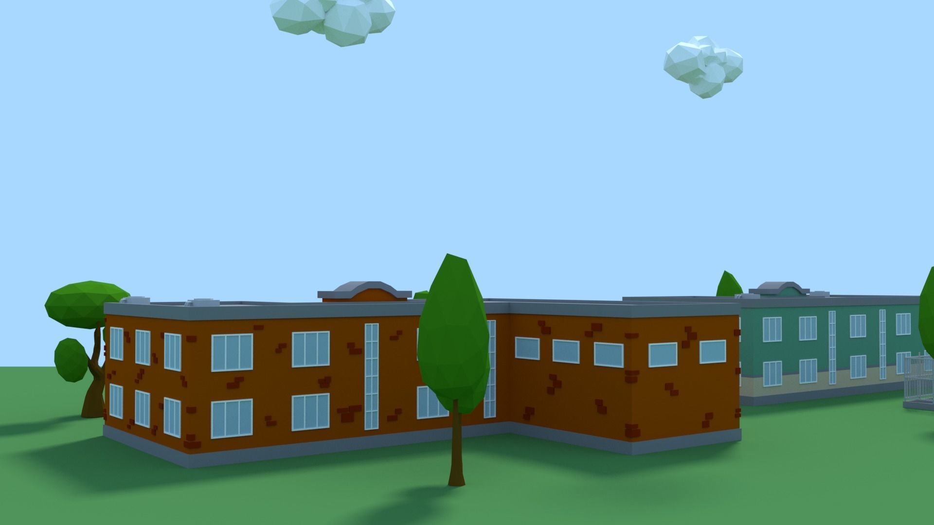 Cartoon low poly school 3D model | CGTrader