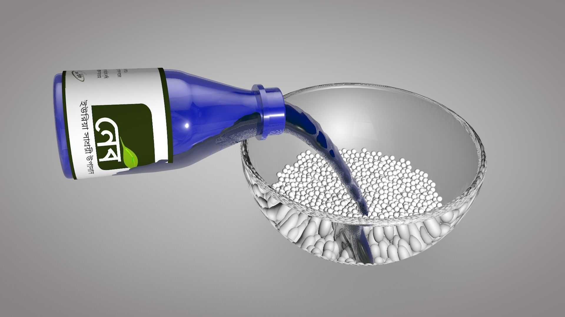 3D model 3D Botol bottle of liquid being poured into glass VR / AR ...