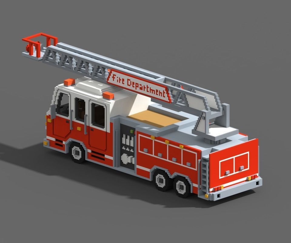3D model Voxel Fire Truck VR / AR / low-poly | CGTrader