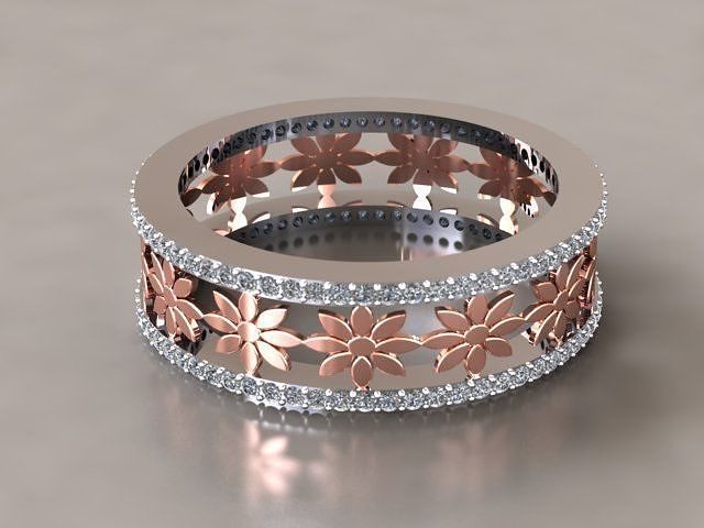 flower eternity ring 3D model | CGTrader
