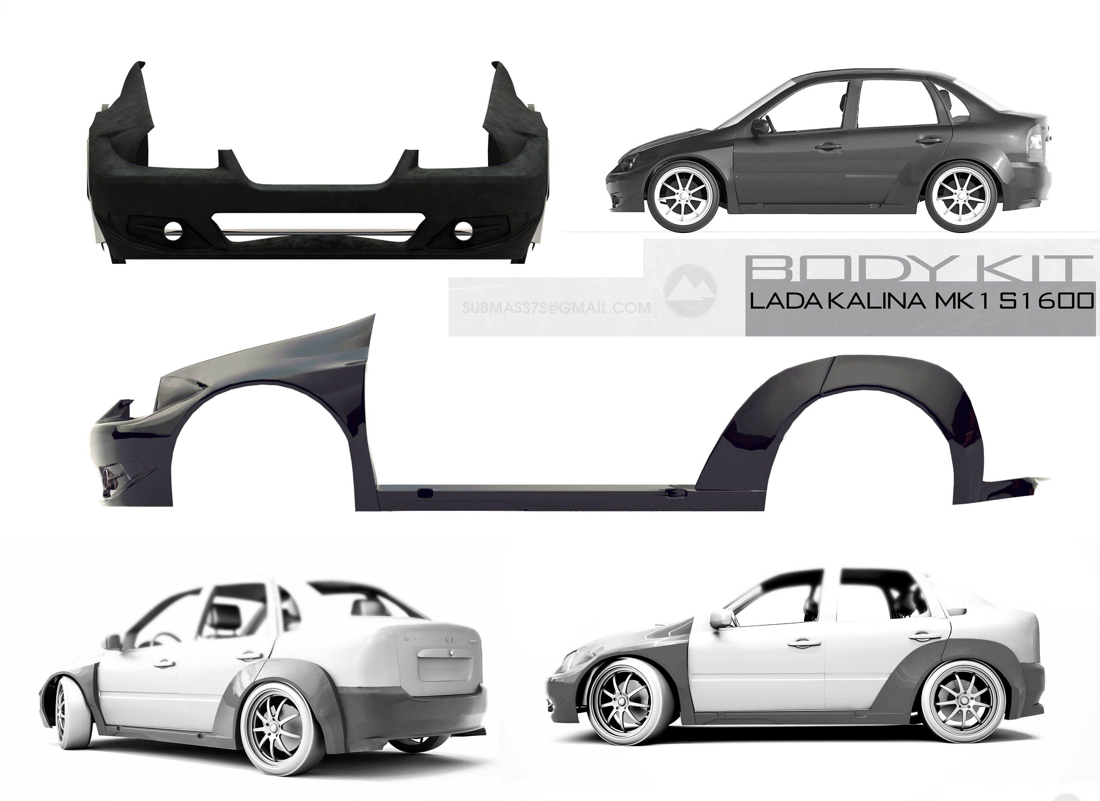 3D model Body kit LADA Kalina Mk1 S1600 3D model | CGTrader