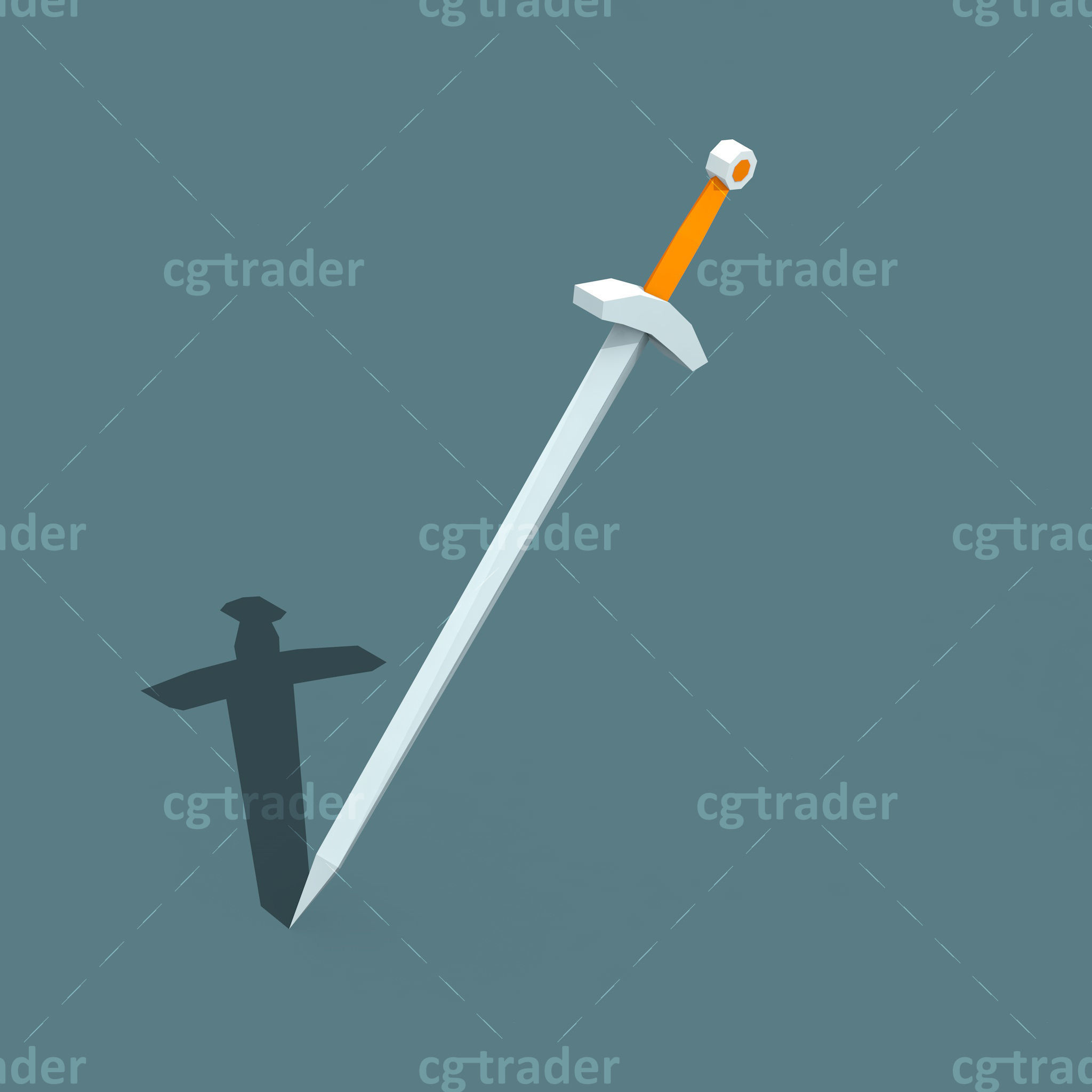 3D model Low Poly Sword Isometric Icon VR / AR / low-poly | CGTrader