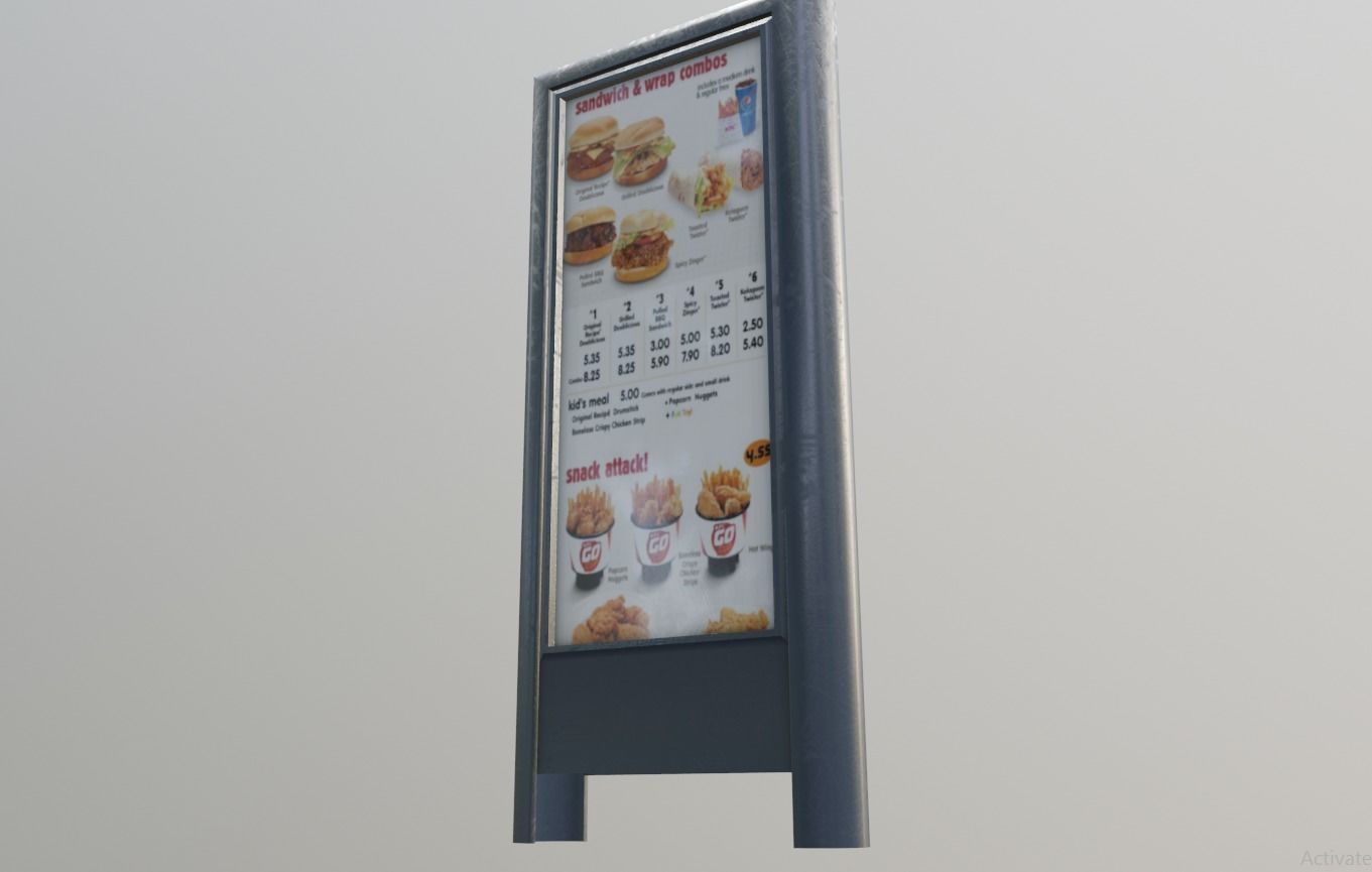 3D model restaurant small menu billboard VR / AR / low-poly | CGTrader
