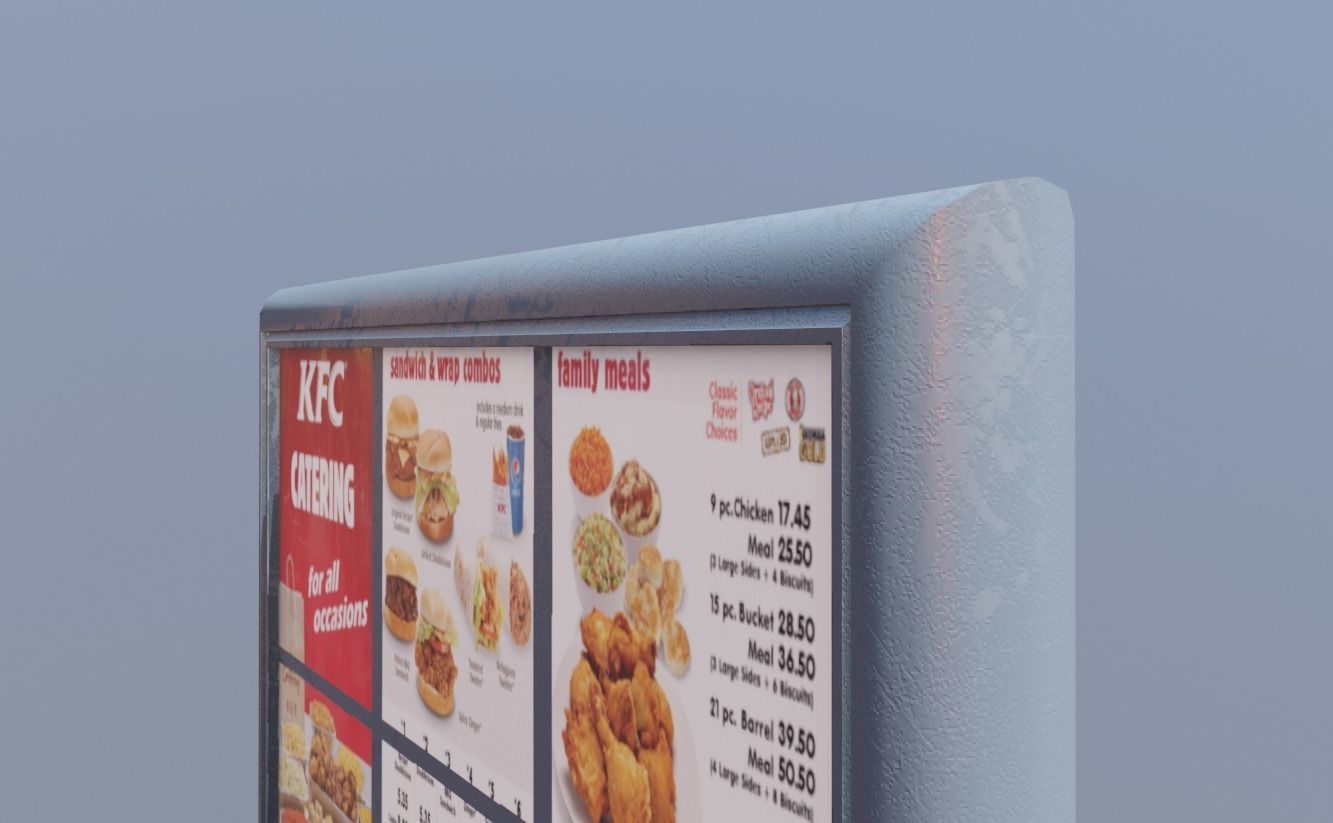 3D model large restaurant menu billboard sign VR / AR / low-poly | CGTrader
