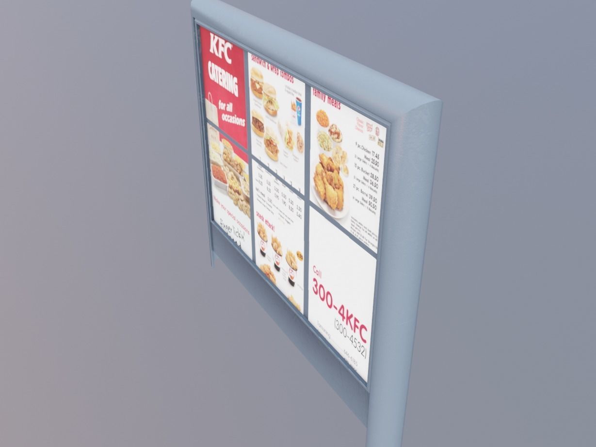 3D model large restaurant menu billboard sign VR / AR / low-poly | CGTrader