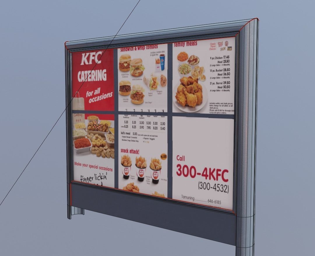 3D model large restaurant menu billboard sign VR / AR / low-poly | CGTrader