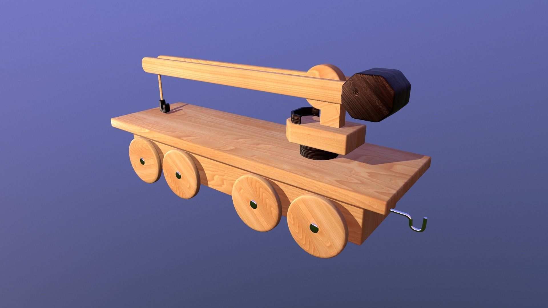 3D model Wooden Toy Train - Crane Wagon VR / AR / low-poly | CGTrader