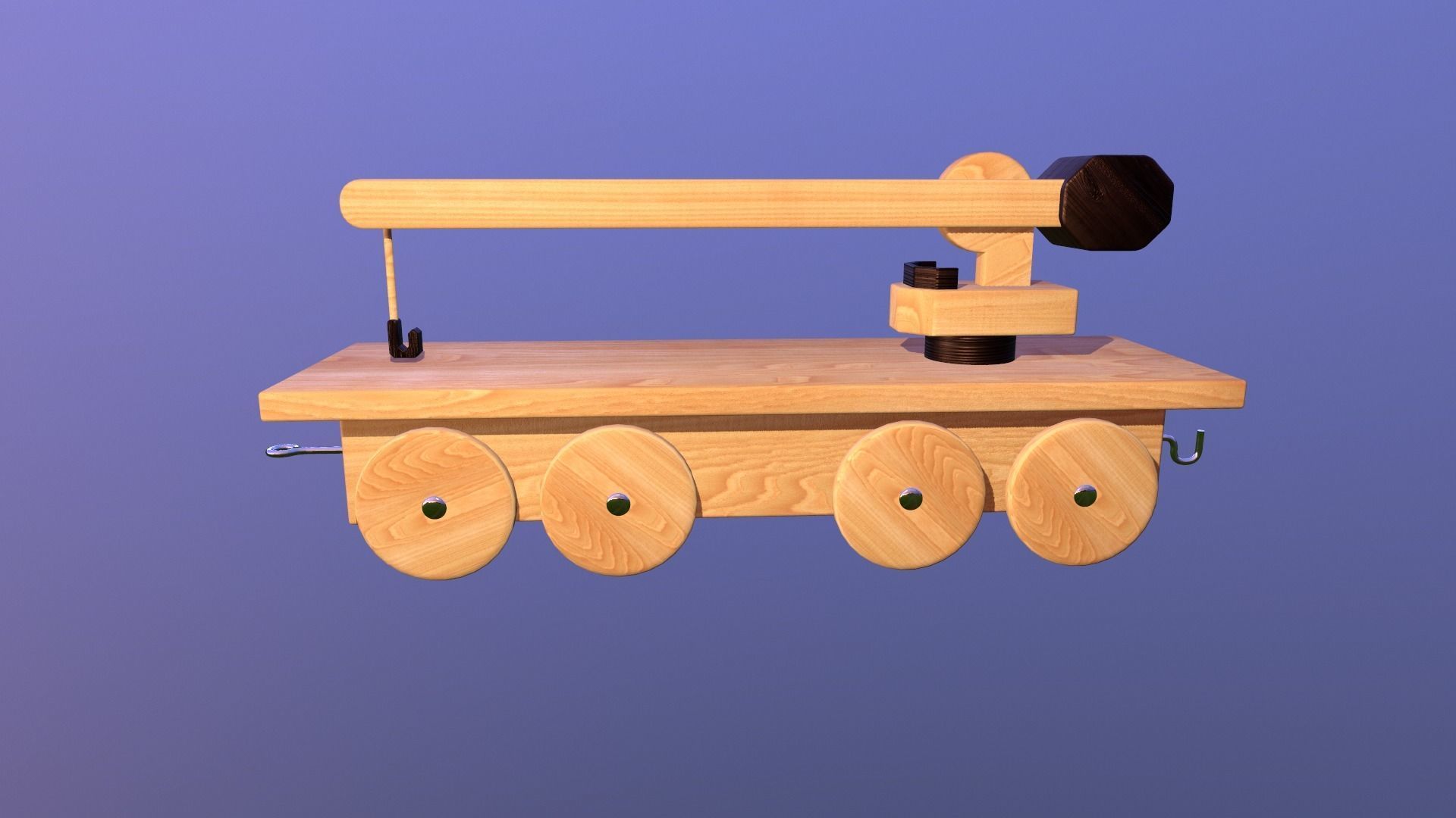 3D model Wooden Toy Train - Crane Wagon VR / AR / low-poly | CGTrader