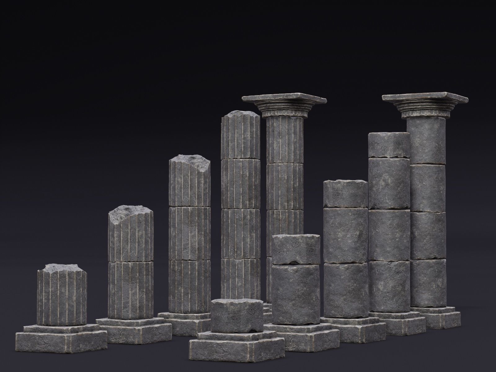 3D model Modular Columns VR / AR / low-poly | CGTrader