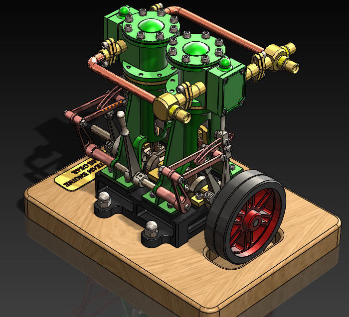 VERTICAL TWIN STEAM ENGINE - WITH REVERSE GEAR 3D model animated rigged ...