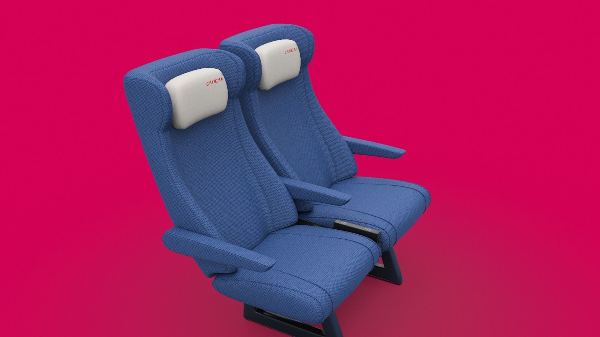 Train seat Plane passenger seats with pillow and armrest 3D model ...
