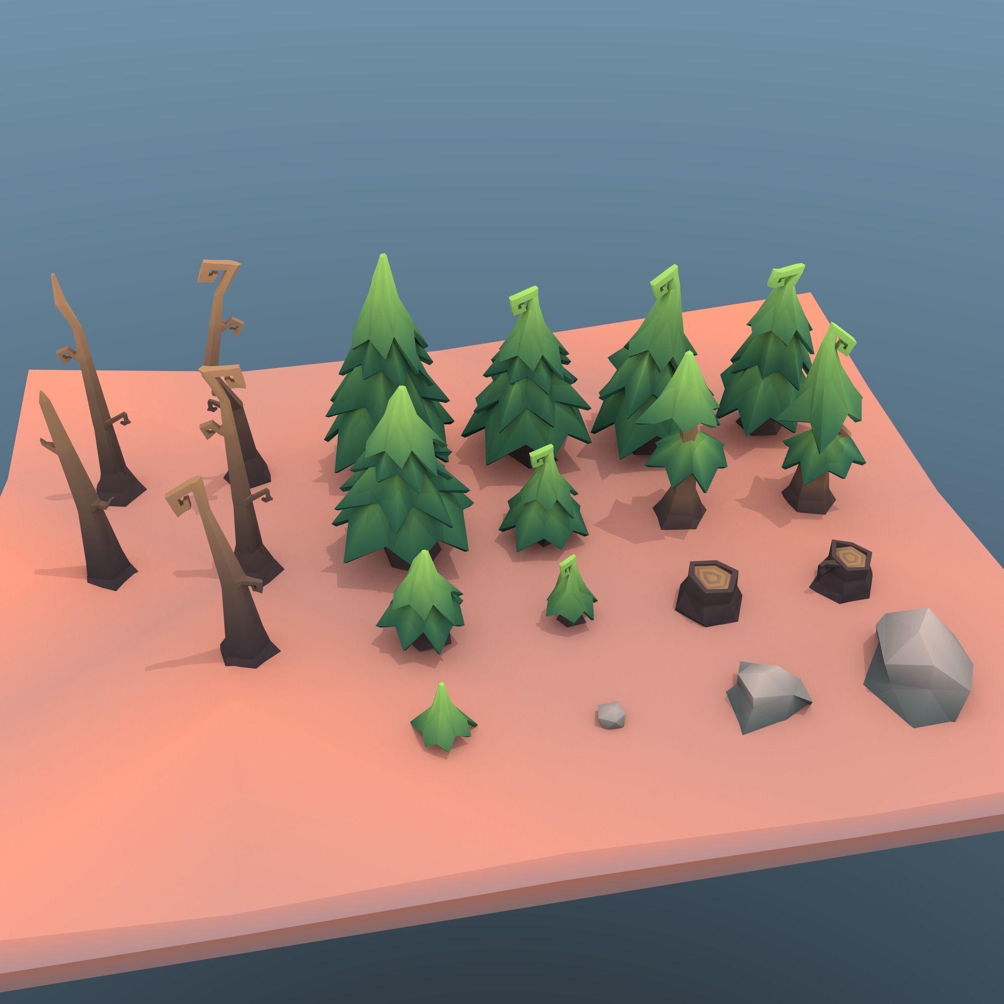 3D model Low poly tree package VR / AR / low-poly | CGTrader