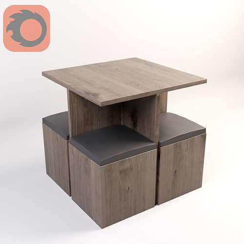 Square Dining Table 3D model | CGTrader