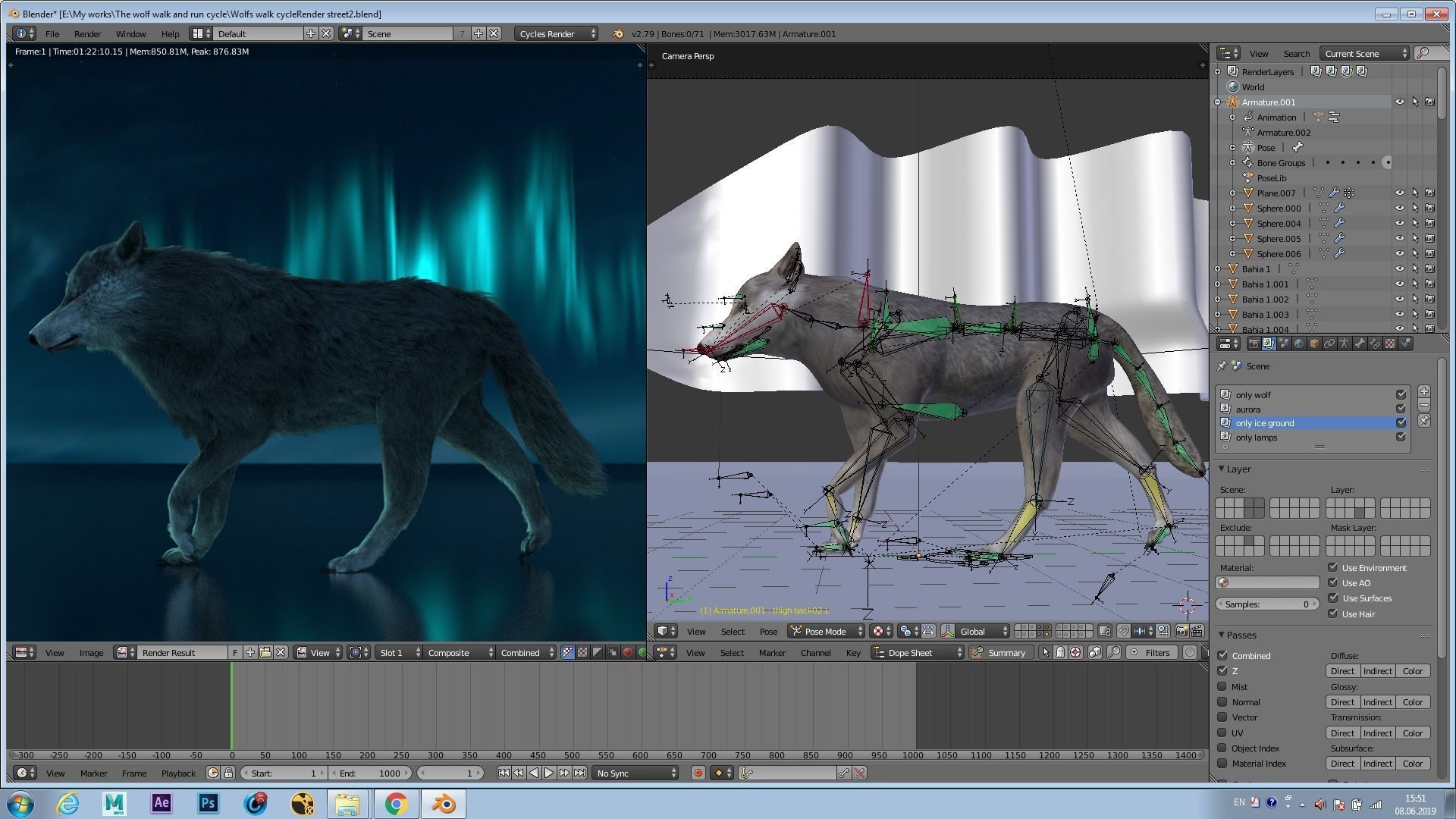 Grey wolf rigged and animated and polar light 3D model animated rigged ...
