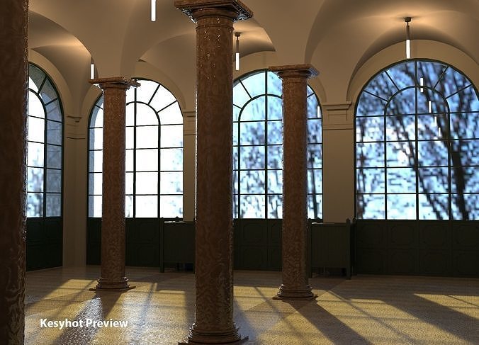 Column Hall 3D model | CGTrader