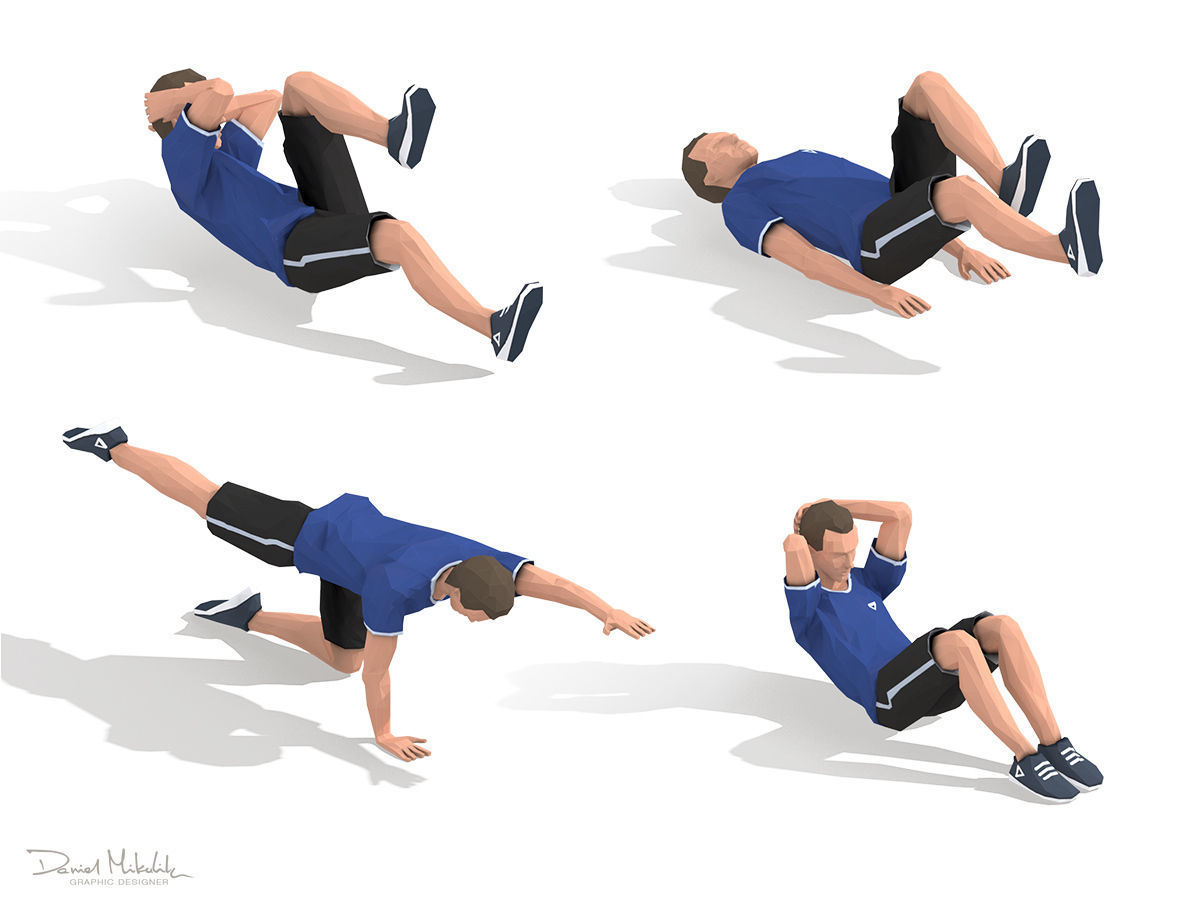 3D model Exercise Animations Bundle Humanoid VR / AR / low-poly rigged ...