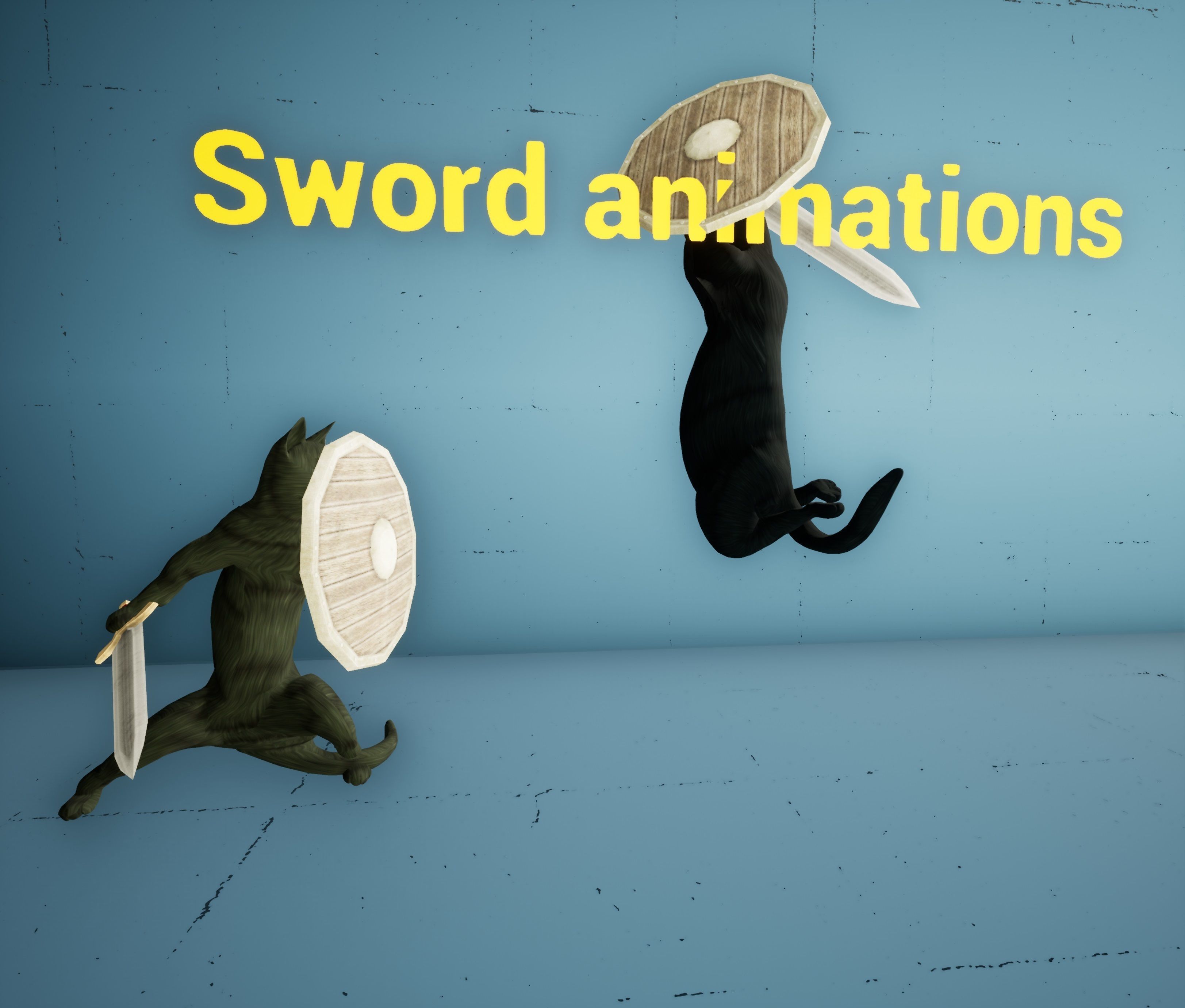 3D model Warrior Cat Animated Character 50 Animations Sword and Shield ...