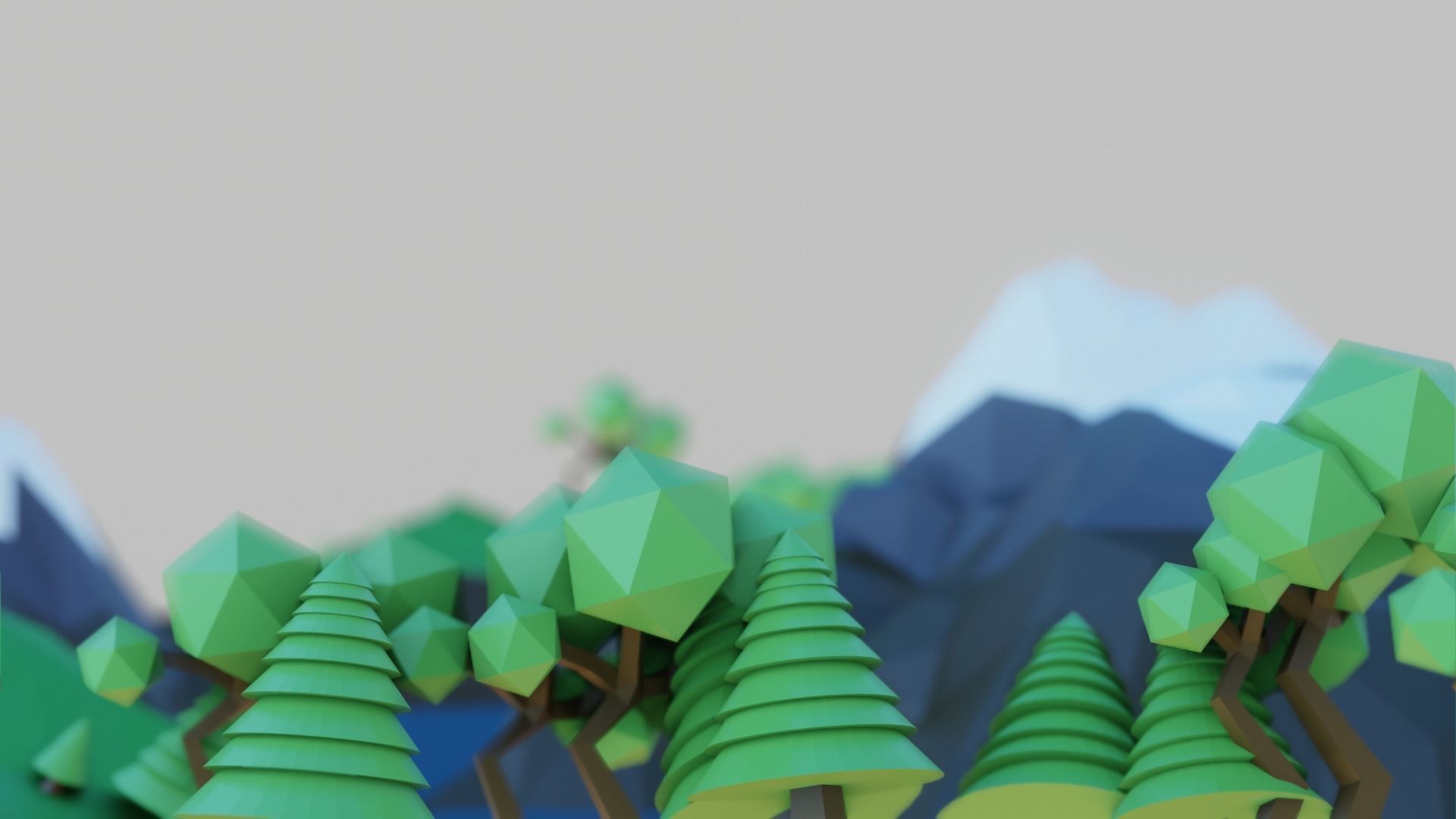 Low Poly Mountains island with trees and lake free VR / AR / low-poly ...