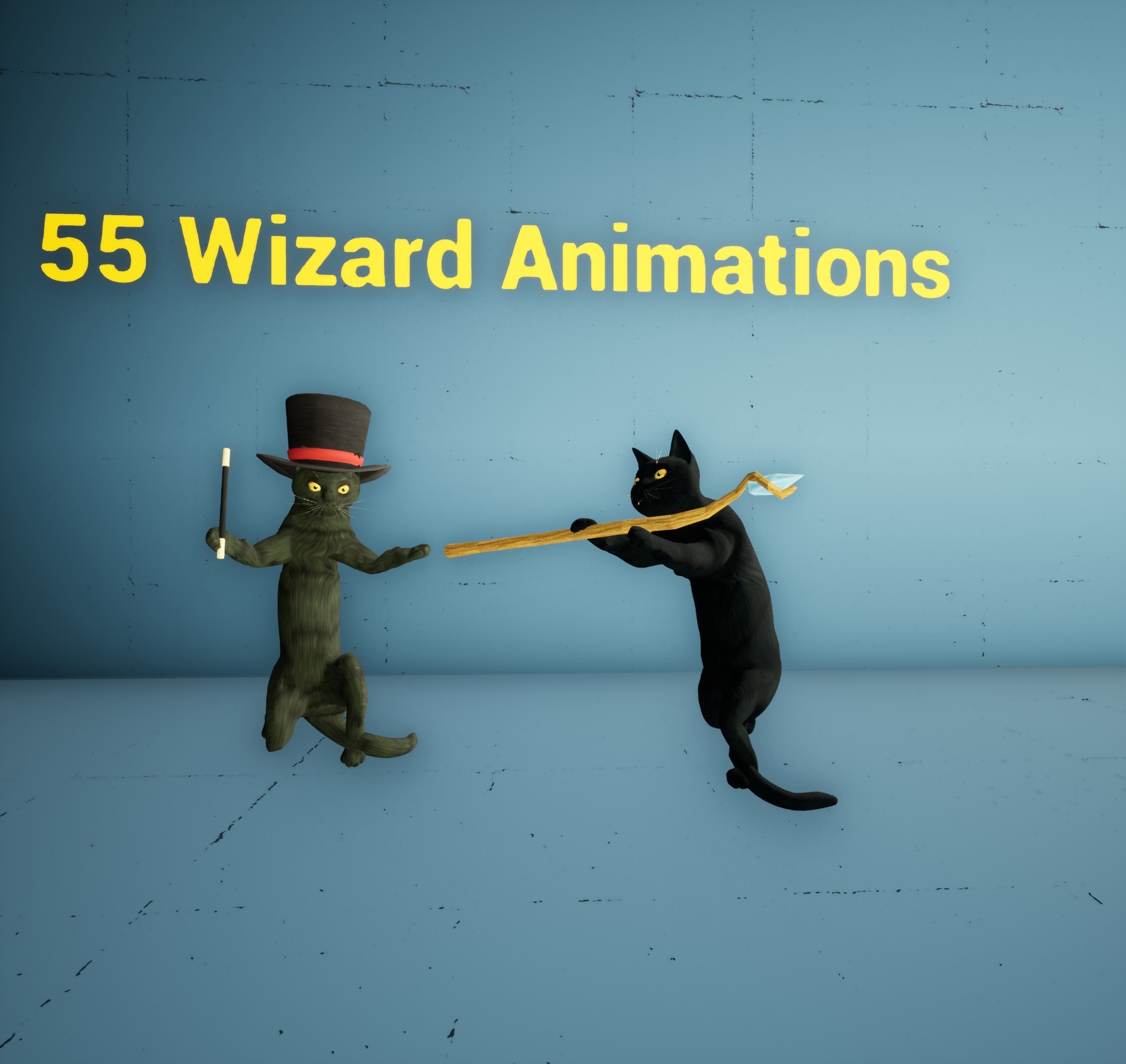 3D model Magic Cats 55 Animations with Props Wizard RPG Character VR ...