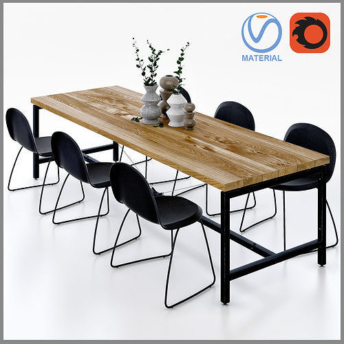 Dining table on 6-8 places 3D model | CGTrader