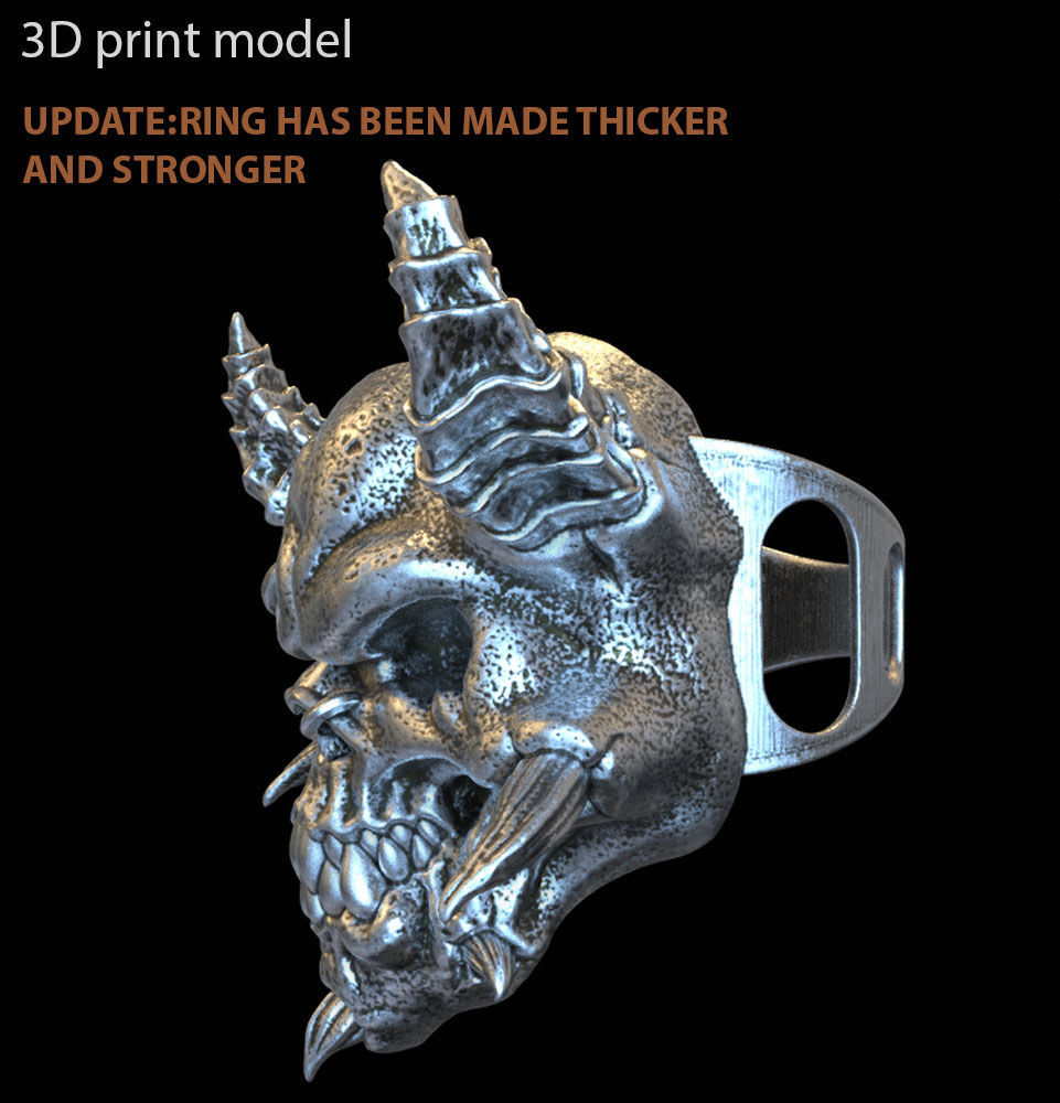 skull ring jewelry Demon vol1 biker 3D model 3D printable | CGTrader