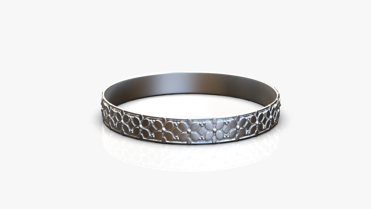 Bangle silver and ring 3D model 3D printable | CGTrader