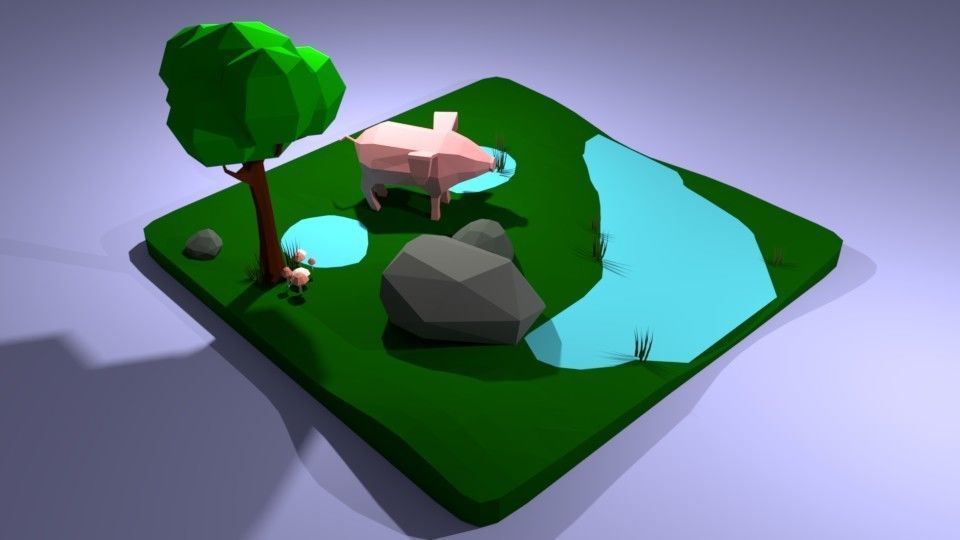 3D model Low Poly Mini Landscape VR / AR / low-poly | CGTrader