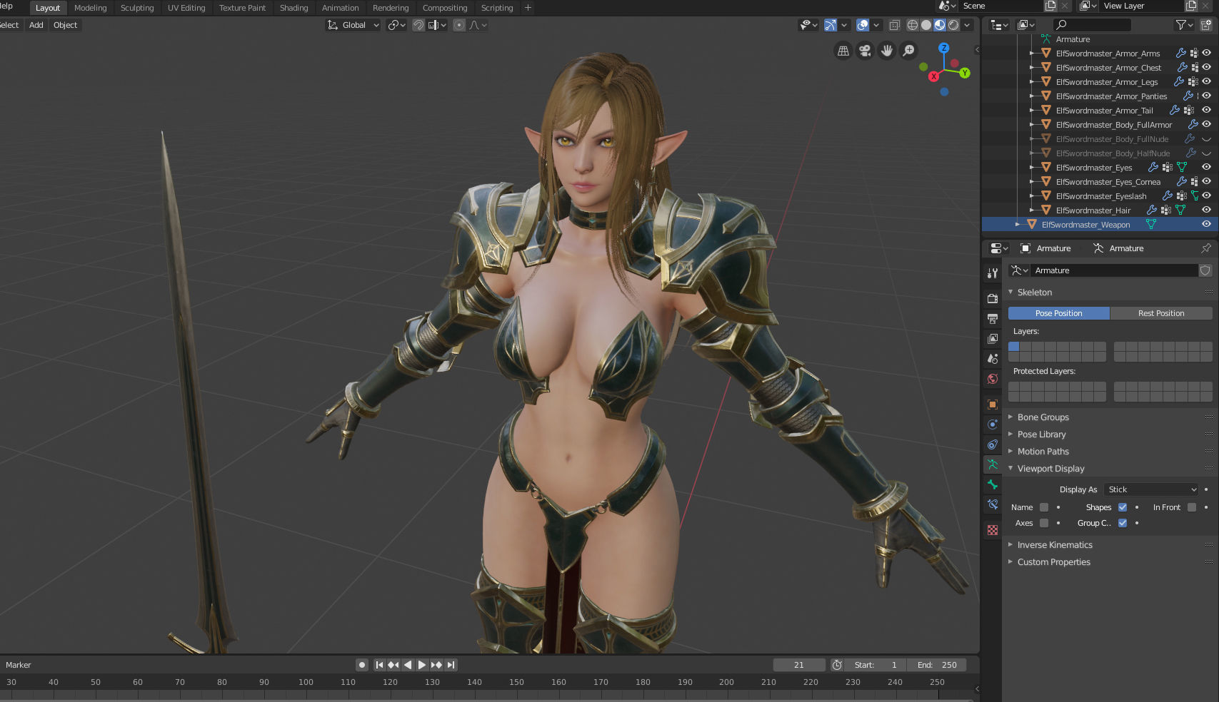 3D model Elf Swordmaster - Game Ready VR / AR / low-poly rigged | CGTrader