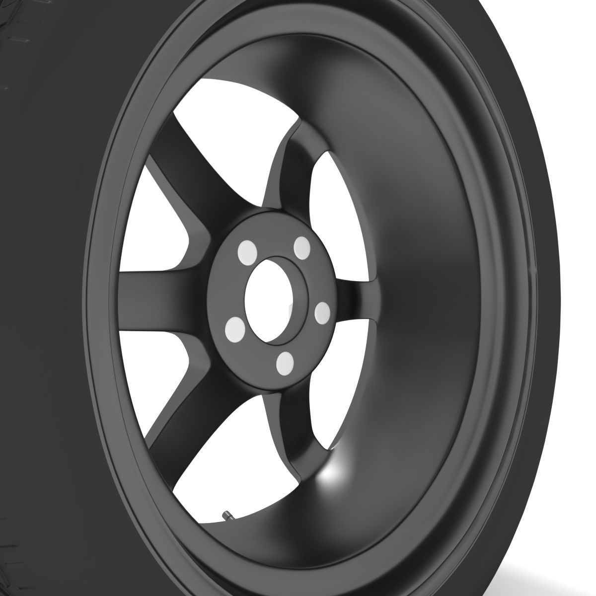 Volk Racing TE37 Rims - with Low profile tires 3D model | CGTrader